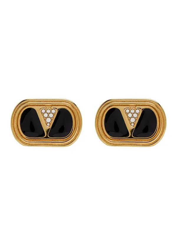 Valentino Garavani Vlogo Enamelled Stud Earrings - Black