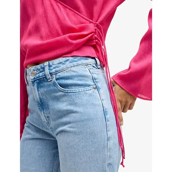 Hugo Wrap-over Long-sleeve Woven Top