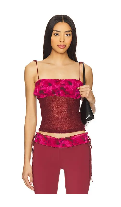 GUIZIO Ruched Knit Tank Top