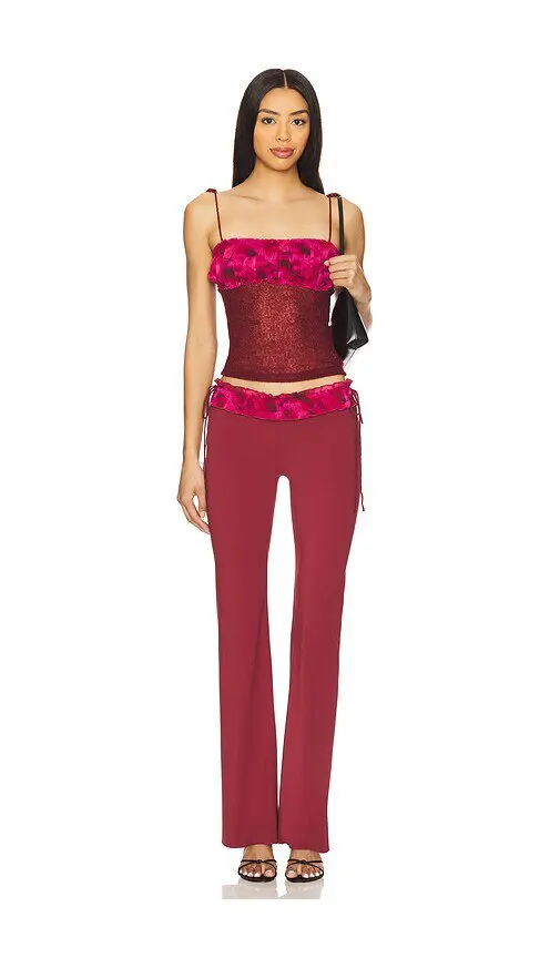 GUIZIO Ruched Knit Tank Top