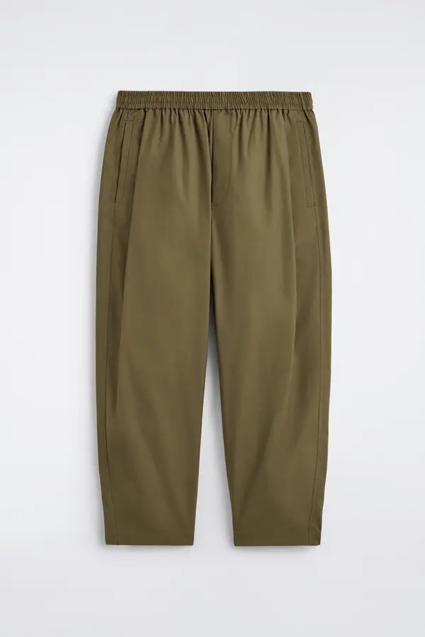 Cos Cropped Elasticated Wide-leg Pants - Brown