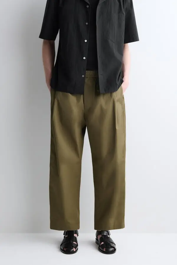 Cos Cropped Elasticated Wide-leg Pants - Brown