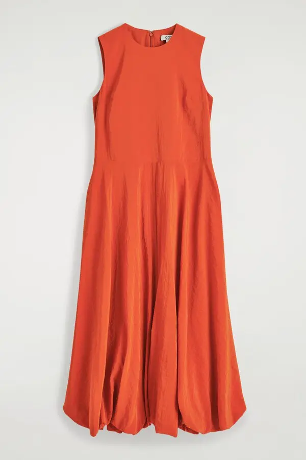 Cos Sleeveless Bubble-hem Midi Dress - Orange