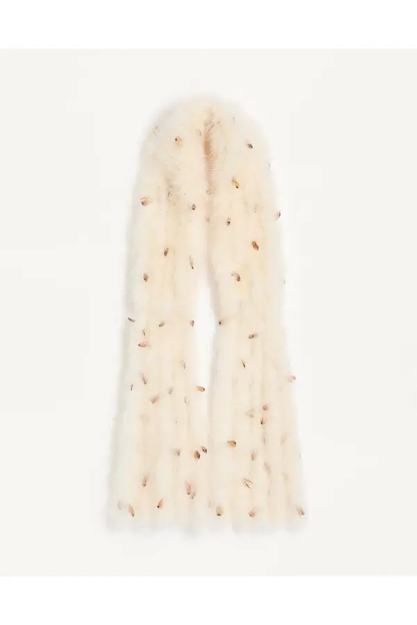 Valentino Garavani Feathers Scarf With Turkey And Pheasant Feathers - Brown