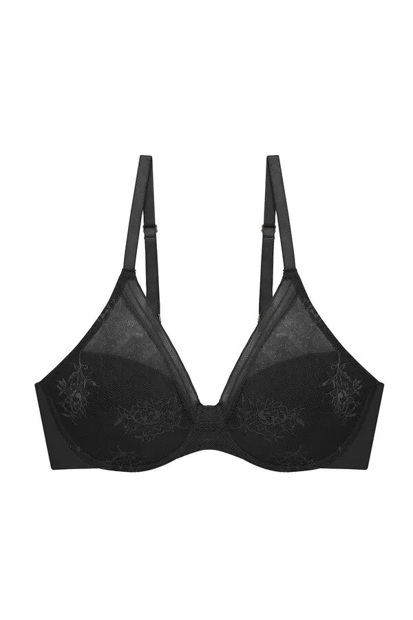 Natori Love Lace Back Smoothing Plunge T-shirt Bra - Black