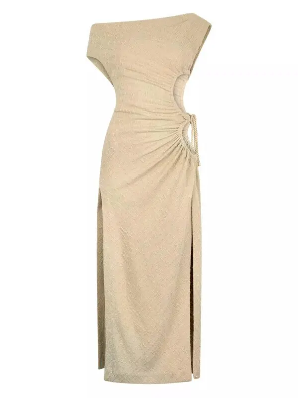 Roberto Cavalli Asymmetric Neck Midi Dress