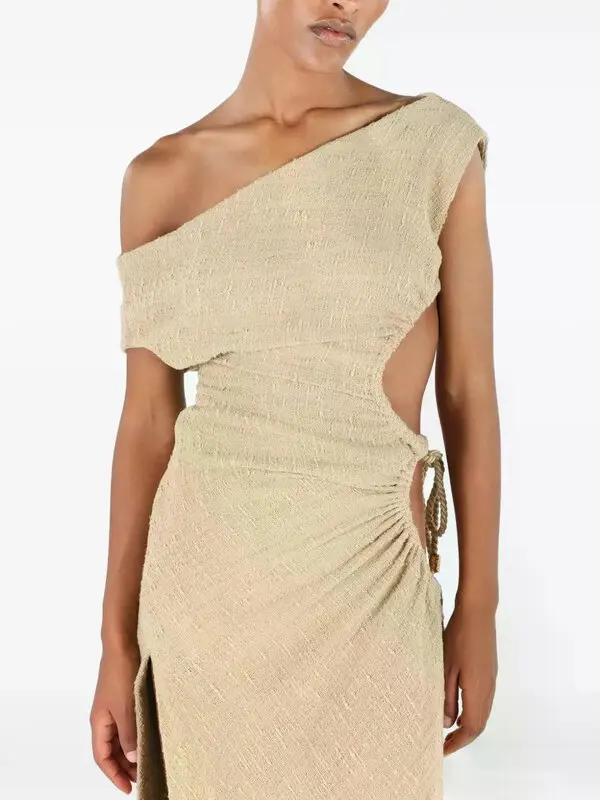 Roberto Cavalli Asymmetric Neck Midi Dress