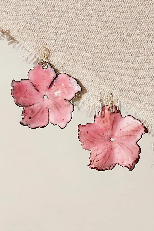 MICHELLE DARIN Hibiscus Dangle Earrings - Pink