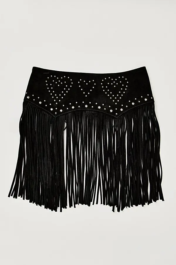 UNDERSTATED LEATHER Heart Embellished Suede Belt
