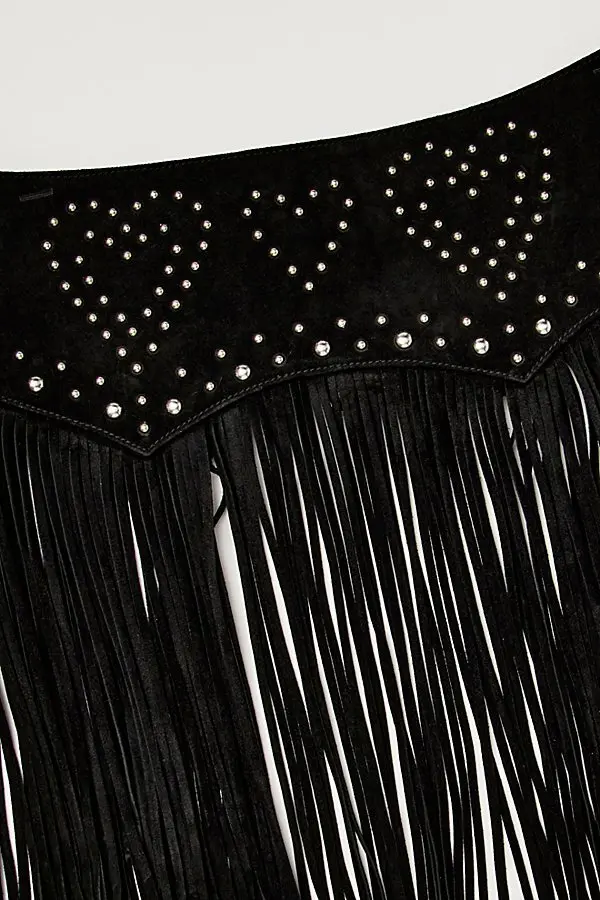 UNDERSTATED LEATHER Heart Embellished Suede Belt