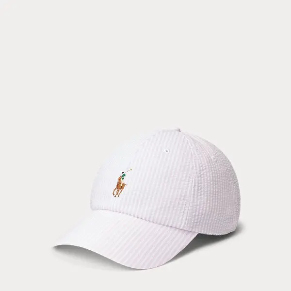 Ralph Lauren Seersucker Cap - Carmel Pink Seersucker