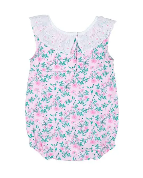 FLORENCE EISEMAN Floral Print Romper With Eyelet Collar