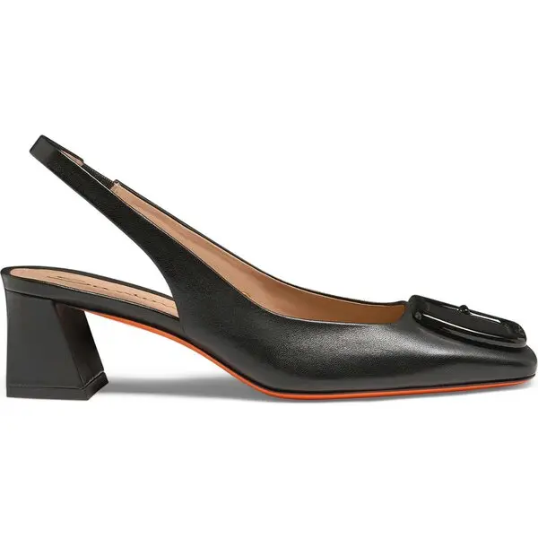 Santoni Mid-heel Slingback - Black