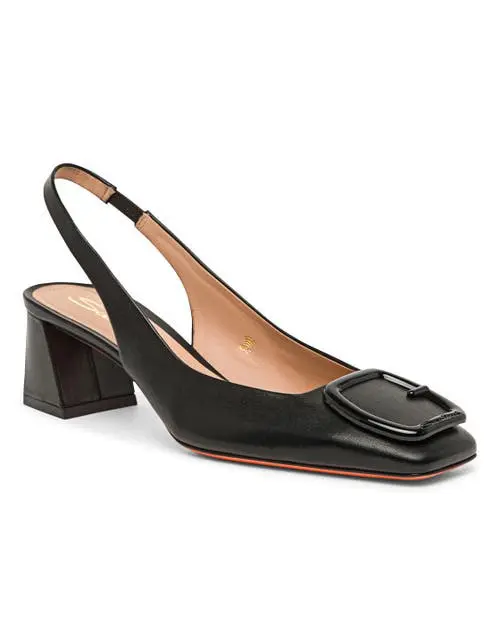Santoni Mid-heel Slingback - Black