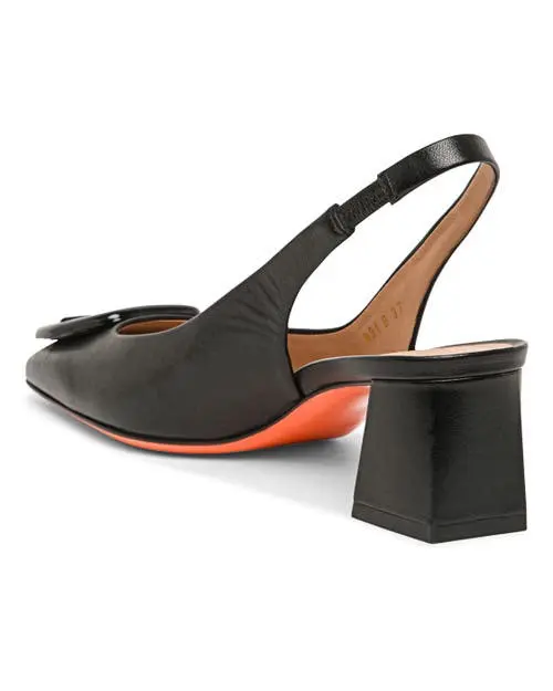 Santoni Mid-heel Slingback - Black