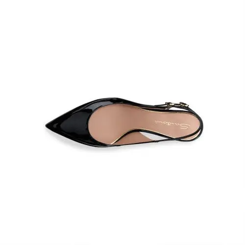Santoni Patent Leather Slingback Heel - Black