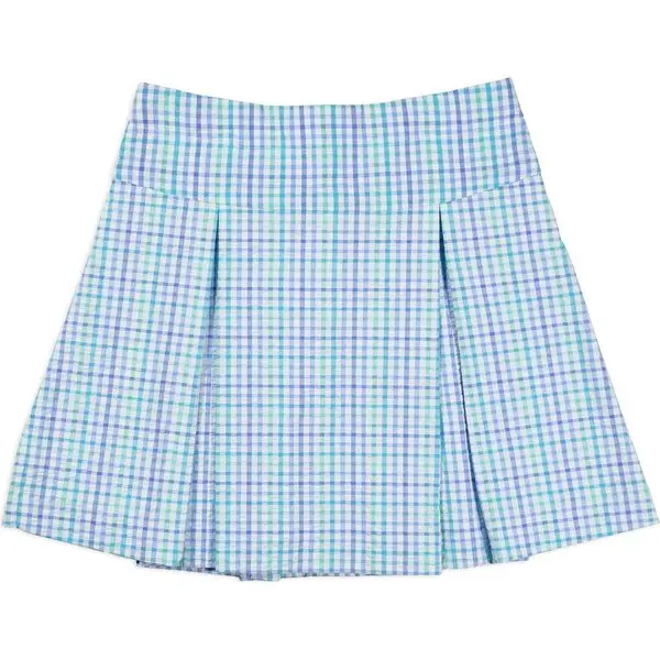 FLORENCE EISEMAN Plaid Seersucker Pleated Skirt