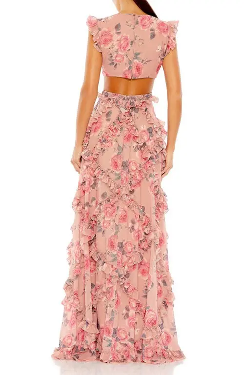 Mac Duggal Ruffled V-neck Gown