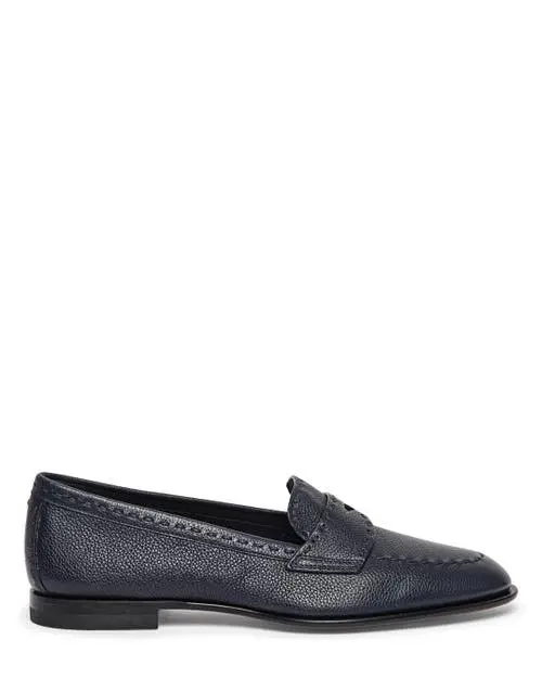 Santoni Leather Penny Loafer - Blue