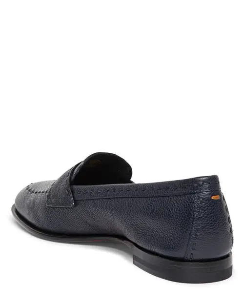 Santoni Leather Penny Loafer - Blue
