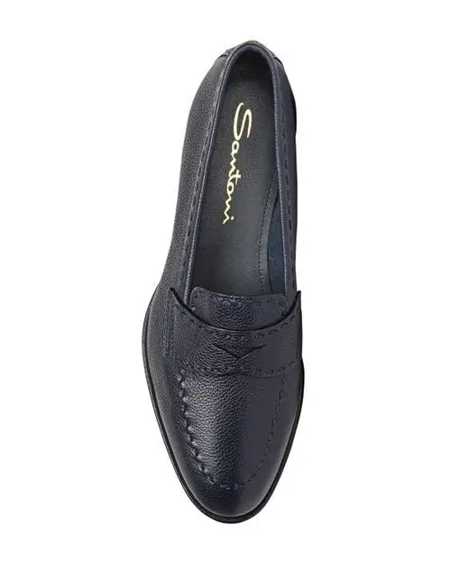 Santoni Leather Penny Loafer - Blue