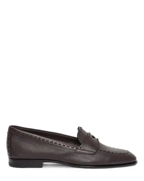 Santoni Leather Penny Loafer - Dark Brown