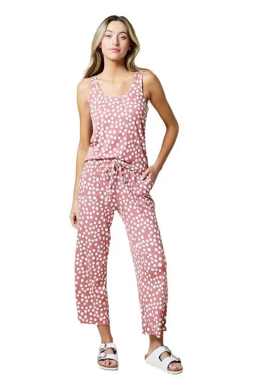 SOFTIES Ellascoop Tank And Capri Pant Set - Copper Rose Dot