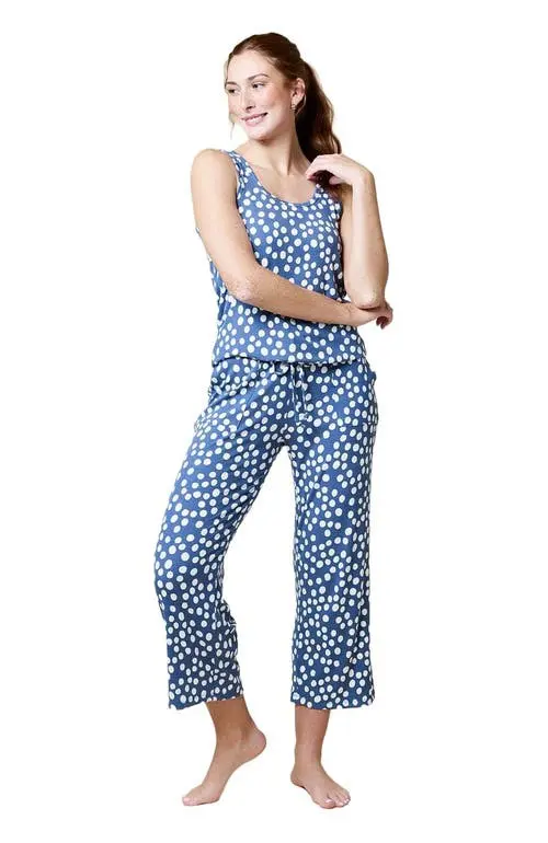 SOFTIES Ellascoop Tank And Capri Pant Set - Indigo Dot