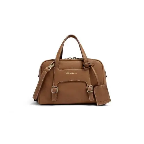 Santoni Leather Handbag With Double Buckle Detail