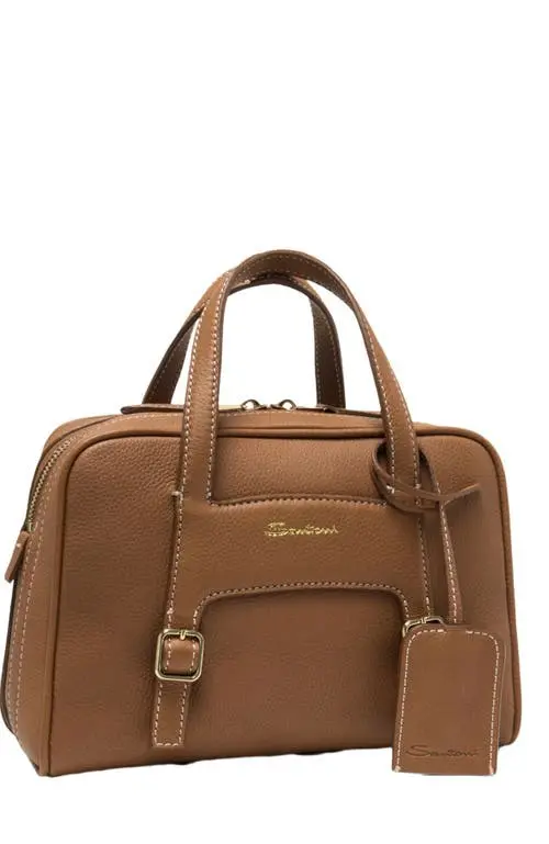 Santoni Leather Handbag With Double Buckle Detail