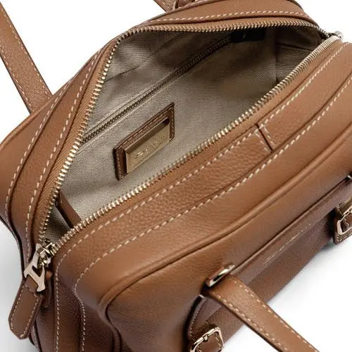Santoni Leather Handbag With Double Buckle Detail