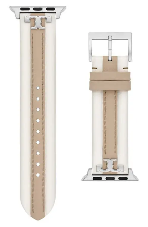 Tory Burch Kira Leather Apple Watch® Strap - Ivory