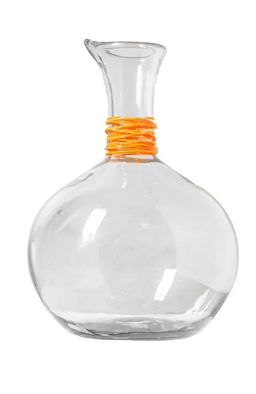 VERVE CULTURE Handblown Glass Carafe Swirl - Orange