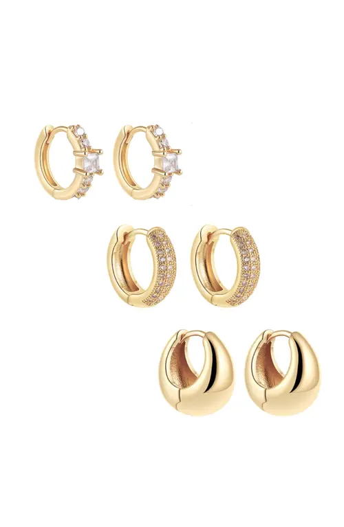 HOLLYWOOD SENSATION Huggie Hoop Earring Set - Gold