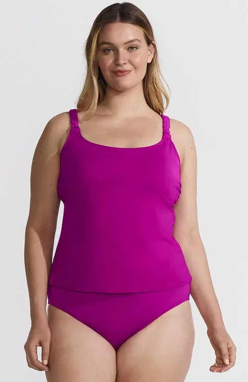 LANDS' END Macrame Tankini Top - Crimson Rose
