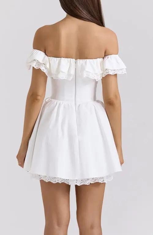 House Of Cb Jaide Off-the-shoulder Mini Dress - Cloud Dancer