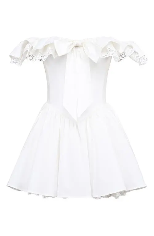 House Of Cb Jaide Off-the-shoulder Mini Dress - Cloud Dancer