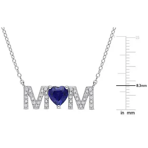 JULIANNA B. Lab-created Gemstone And Diamond Mom Pendant Necklace - Sapphire