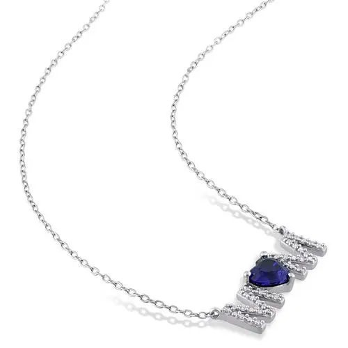 JULIANNA B. Lab-created Gemstone And Diamond Mom Pendant Necklace - Sapphire