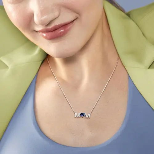 JULIANNA B. Lab-created Gemstone And Diamond Mom Pendant Necklace - Sapphire