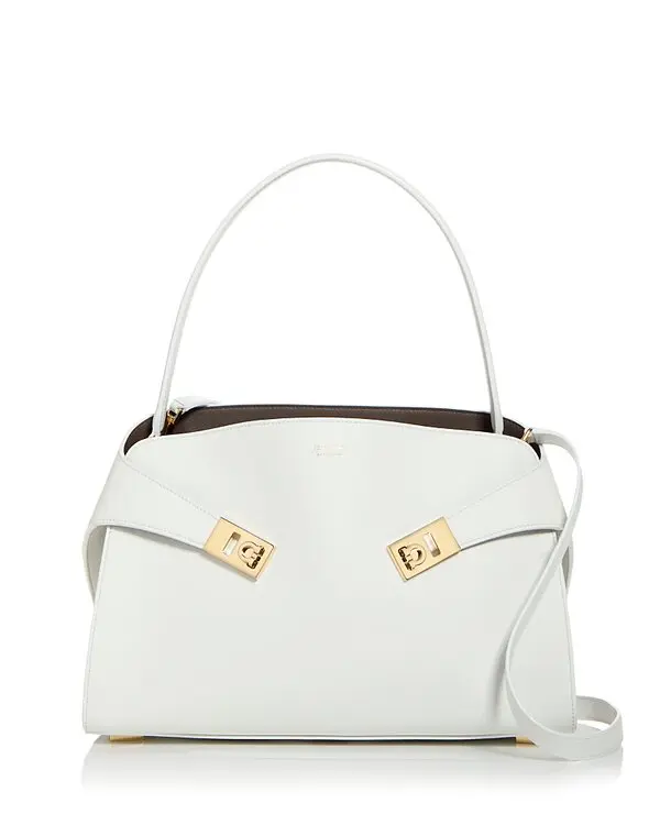 FERRAGAMO Hug Leather Top Handle Bag - Optic White