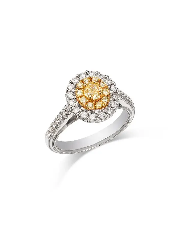 Bloomingdale'S Diamond Oval Halo Ring In 18k Gold, 0.95 Tcw - White/yellow