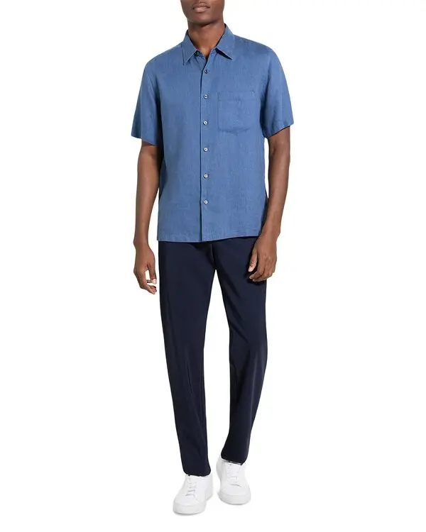 Theory Irving Short-sleeve Shirt In Relaxed Linen - Bering