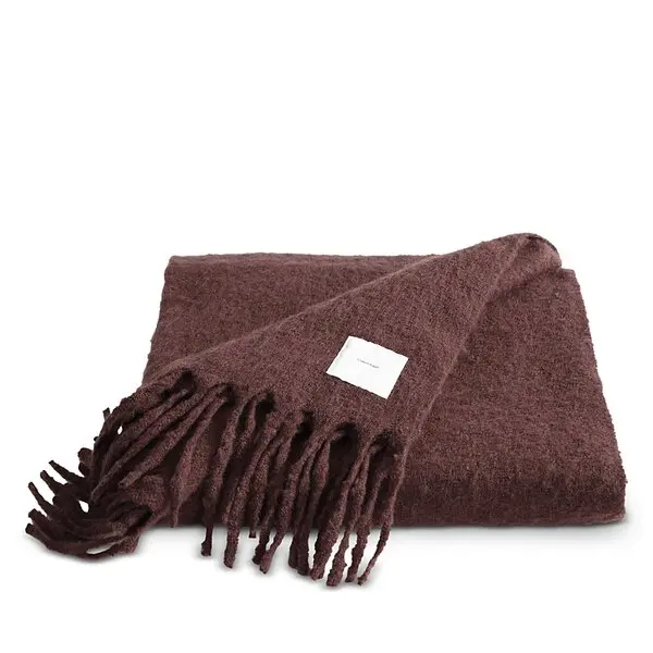 Calvin Klein Mohair Solid Throw Blanket, 70l X 50w - Dark Red