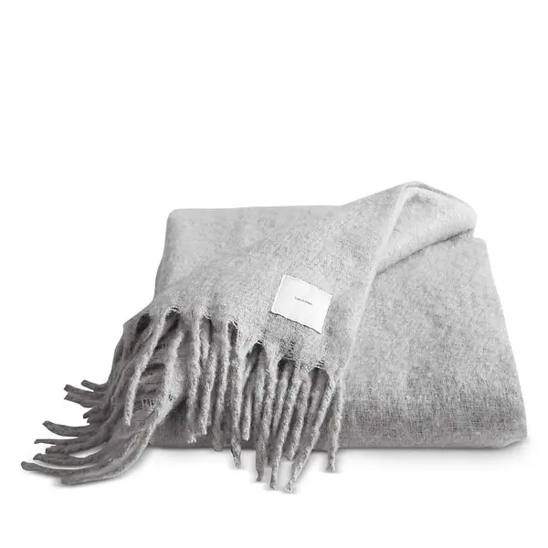 Calvin Klein Mohair Solid Throw Blanket, 70l X 50w - Grey