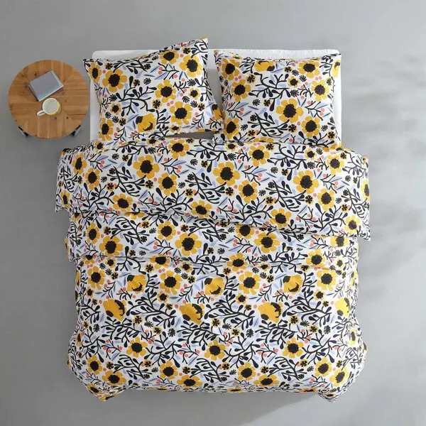 Marimekko Mykero Cotton Percale 3 Piece Comforter Set, Full Queen