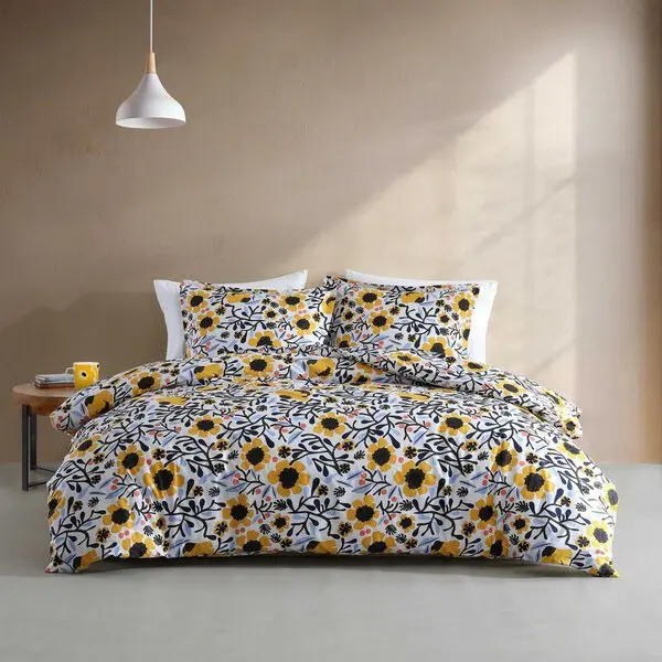 Marimekko Mykero Cotton Percale 3 Piece Comforter Set, Full Queen