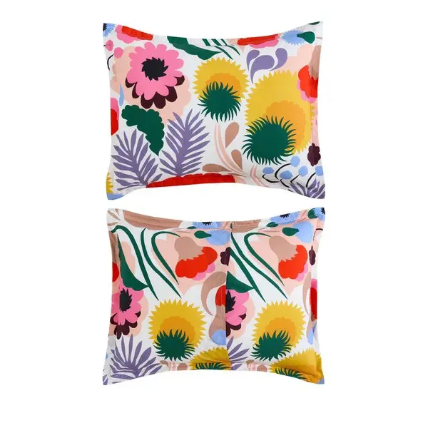 Marimekko Ojakellukka Cotton Percale 3 Piece Comforter Set, Full Queen - Multi