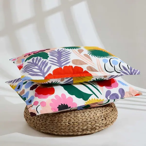 Marimekko Ojakellukka Cotton Percale 3 Piece Comforter Set, Full Queen - Multi