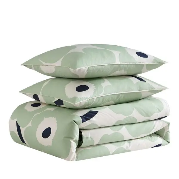 Marimekko Unikko Cotton 3 Piece Duvet Cover Set, King - Celadon Green
